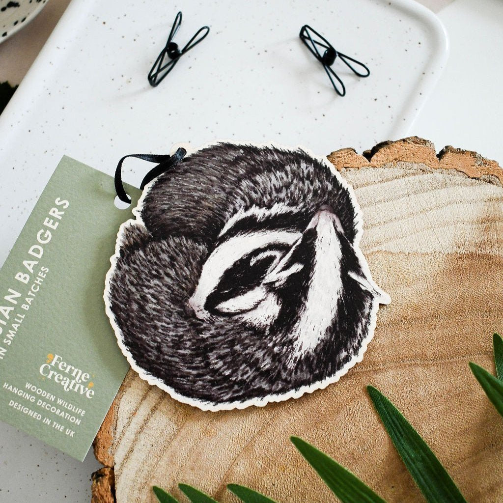 Badger Wooden Hanging Decoration – Sprouts of Bristol