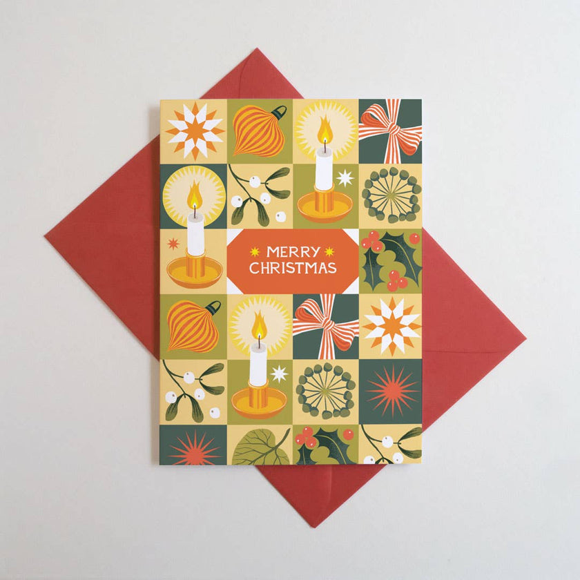 Christmas Chequerboard Candlelight | Christmas card | Christmas 2025 ...