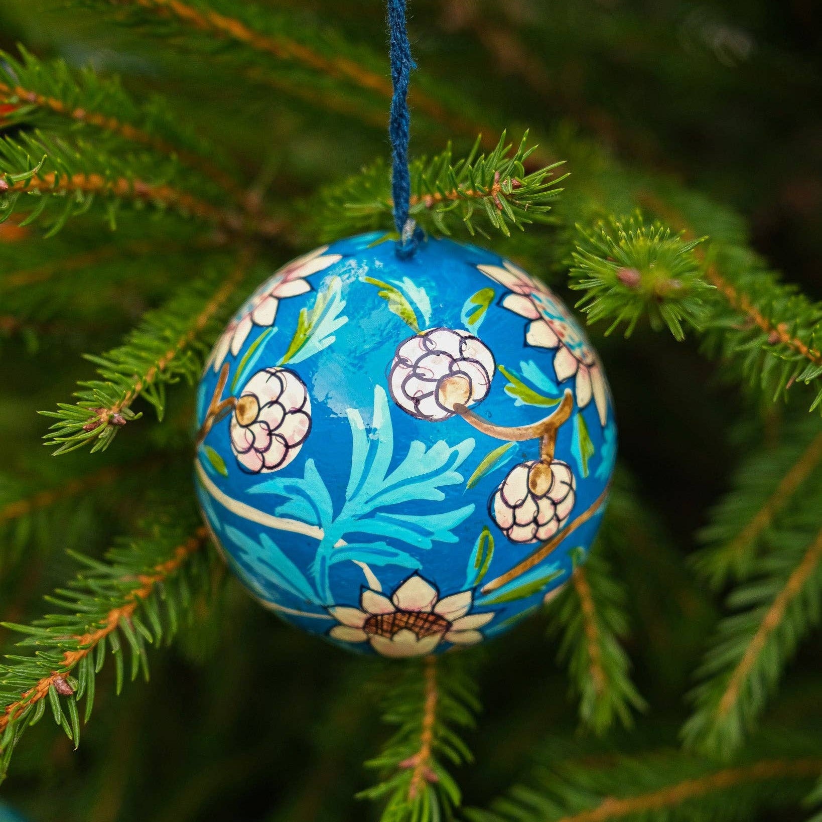Cobalt Blue Flowers Bauble – Sprouts of Bristol
