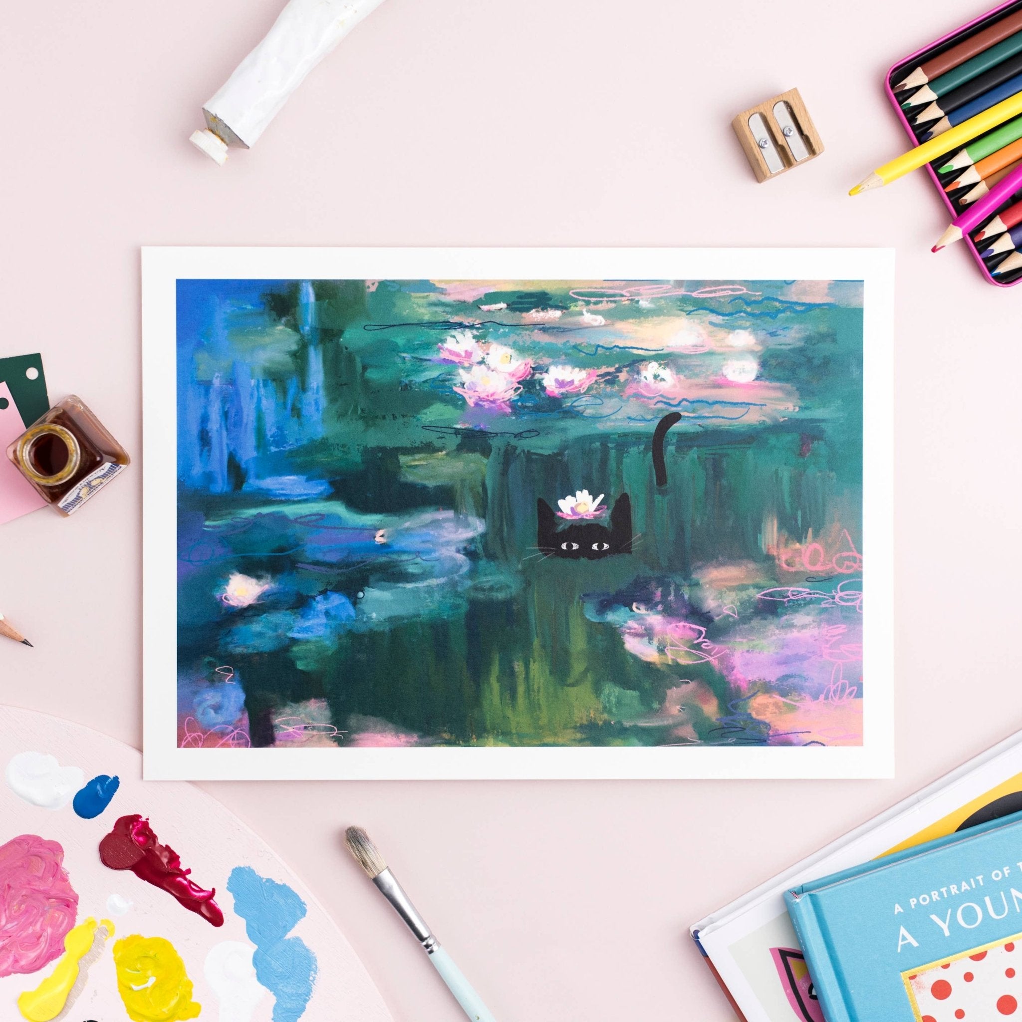 Niaski Clawed Meow Waterlily Cat Art Print – Inspired by Claude Monet ...