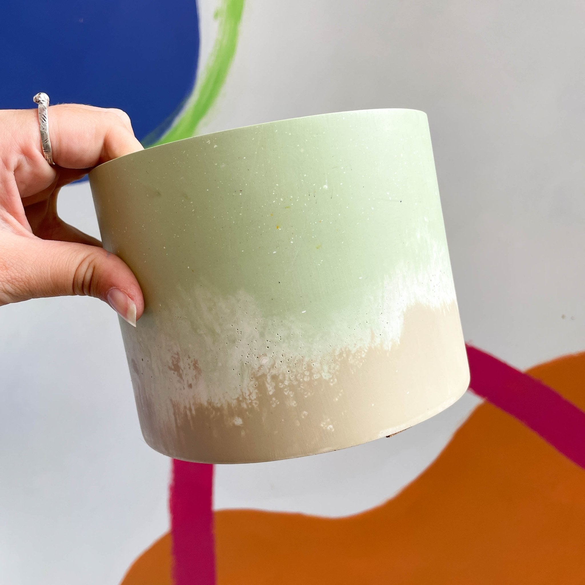 Mint Green and Putty Jesmonite Pot – Sprouts of Bristol