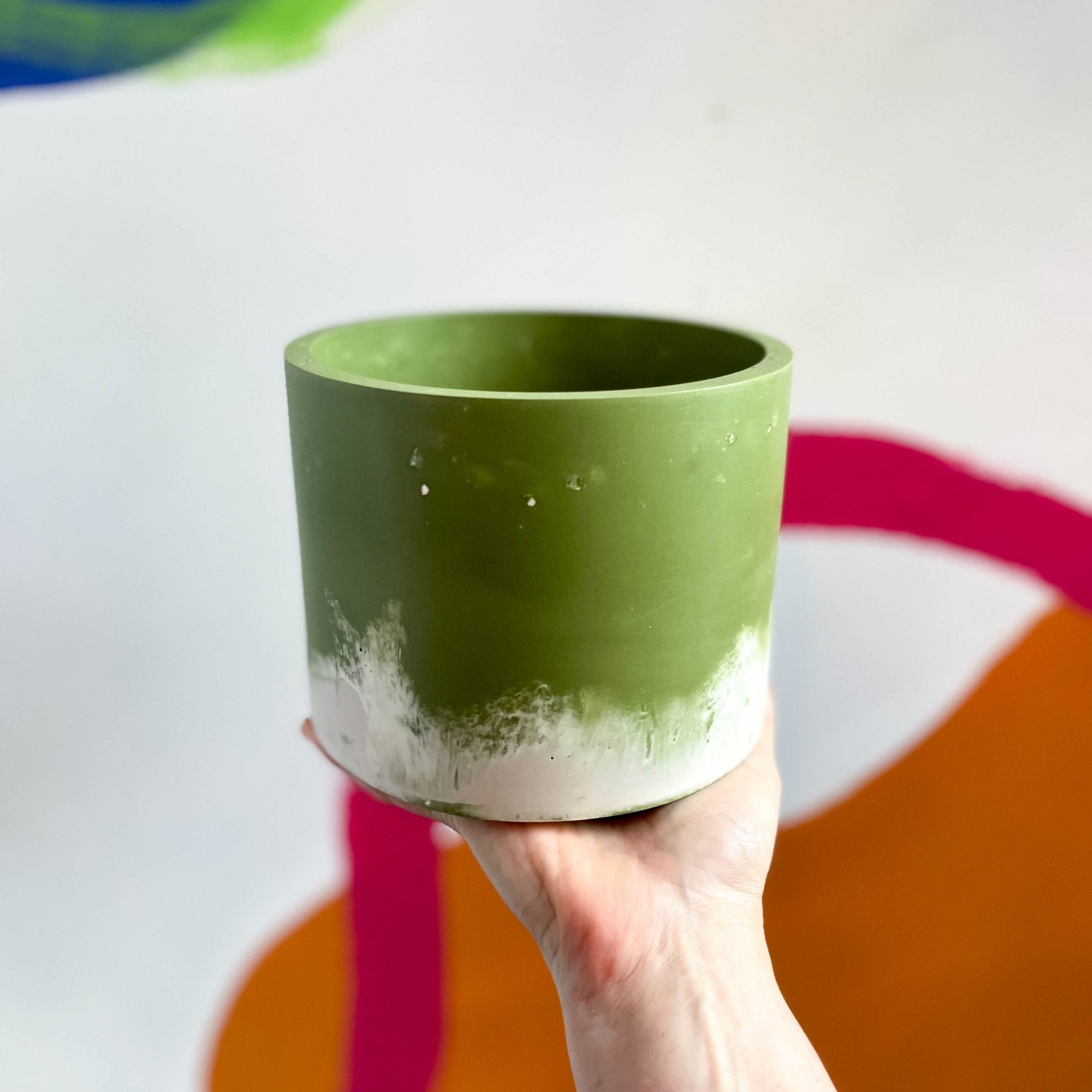 Olive Green and Putty Jesmonite Pot – Sprouts of Bristol