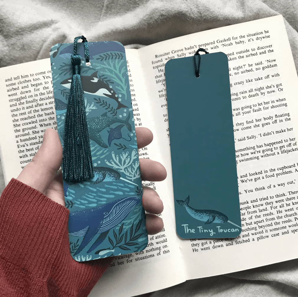 Whales Illustrated Bookmark with Tassel – Sprouts of Bristol