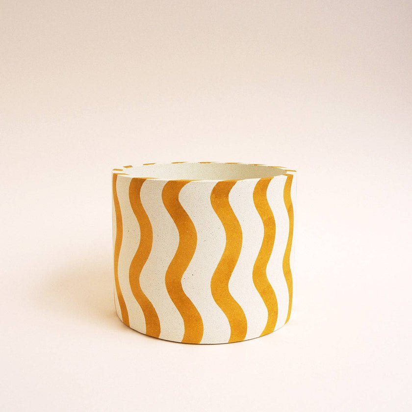 Mustard Yellow Squiggles Jesmonite Pot - Ex-display – Sprouts of Bristol